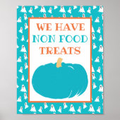 Non Food Treats Teal Pumpkin Halloween Allergy Poster | Zazzle