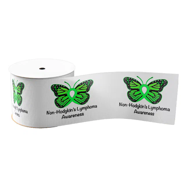 Non-Hodgkin's Lymphoma Awareness Butterfly 3" Grosgrain Ribbon | Zazzle