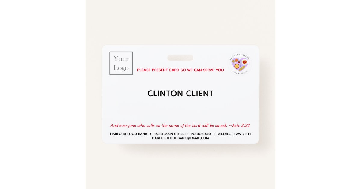 Non Profit Charity Client ID Card Badge | Zazzle