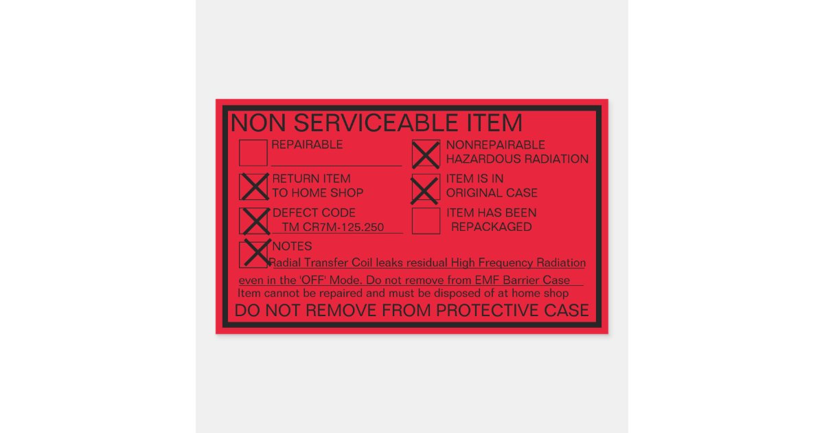 Non Repairable Leaking Radiation Sticker | Zazzle