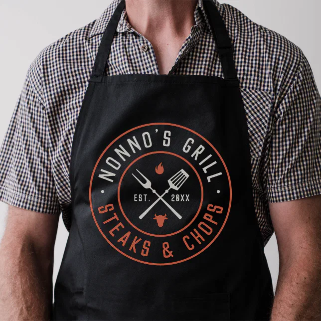 Nonno's Grill Personalized Year Established Apron | Zazzle