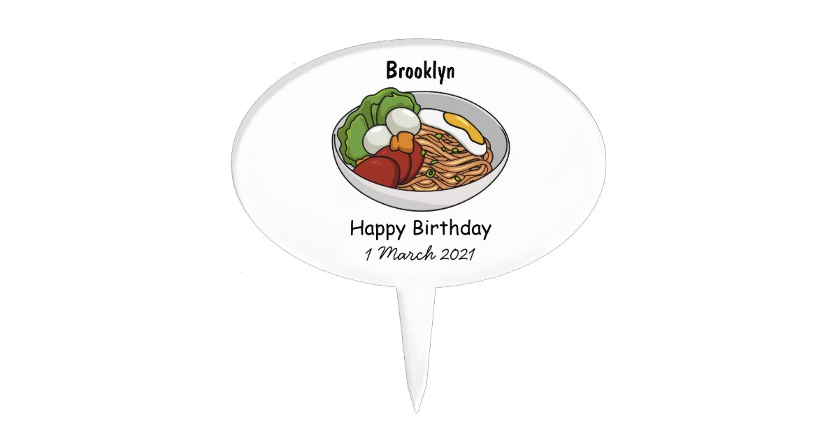 Noodle cartoon illustration cake topper | Zazzle