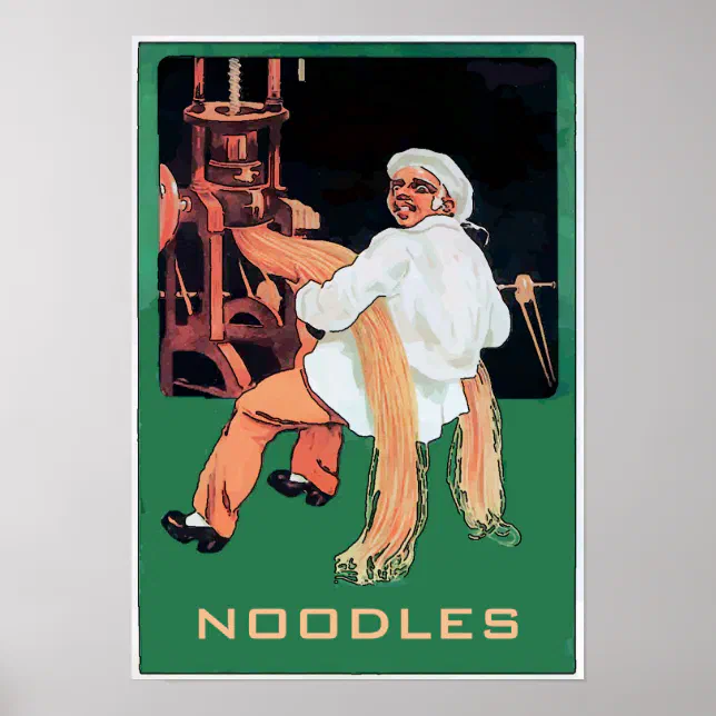 NOODLES, Pasta Man and Machine, edit text Poster | Zazzle
