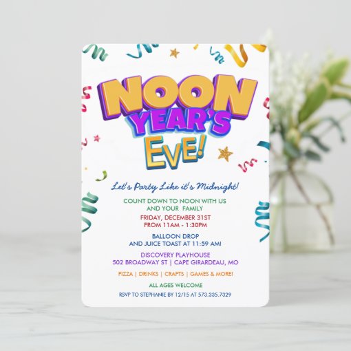 Noon Year's Eve Party Invitation | Zazzle