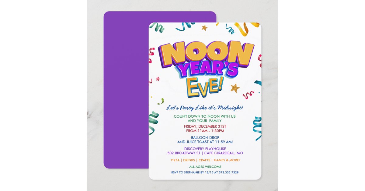 Noon Year's Eve Party Invitation | Zazzle