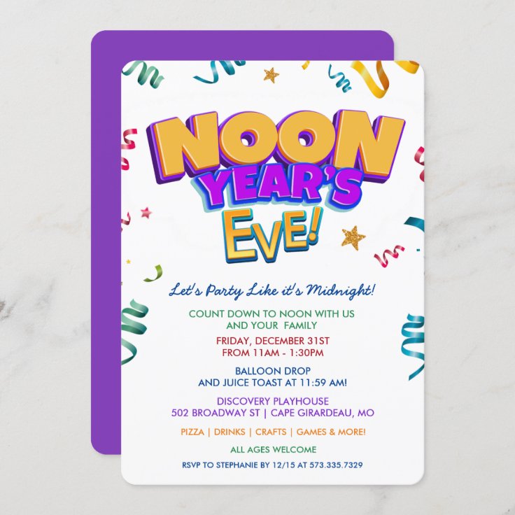 Noon Year's Eve Party Invitation | Zazzle