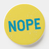 NOPE - Distressed Typography in Blue and Yellow PopSocket | Zazzle