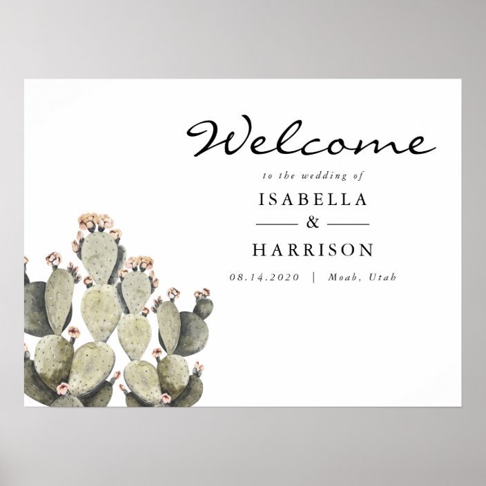 Norah - Prickly Pear Cactus Bohemian Welcome Sign | Zazzle.com