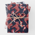 Nordic Dala Horse Moose Red Blue Christmas Wrapping Paper Sheets | Zazzle