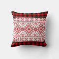 Nordic Fair Isle And Red Black Buffalo Lumberjack Throw Pillow | Zazzle