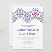 Nordic Folk Art Scandinavian Navy Red Wedding Invitation | Zazzle