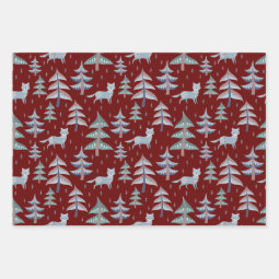Nordic Folk Art Winter Scene Wrapping Paper Sheets | Zazzle