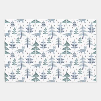 Nordic Folk Art Winter Scene Wrapping Paper Sheets | Zazzle