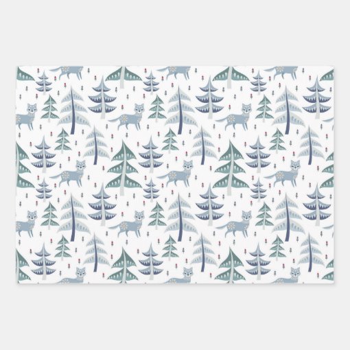 Nordic Folk Art Winter Scene Wrapping Paper Sheets | Zazzle