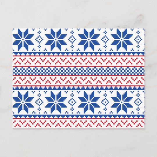 Nordic Snowflakes Christmas Pattern Holiday Postcard | Zazzle.com