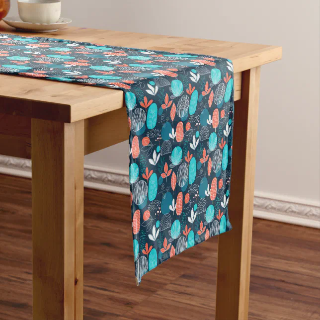 Nordic style dusty blue powder blue burnt orange short table runner ...