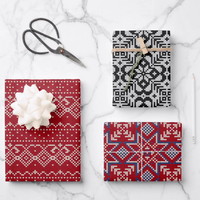 Nordic Sweater Patterns Wrapping Paper Sheets | Zazzle