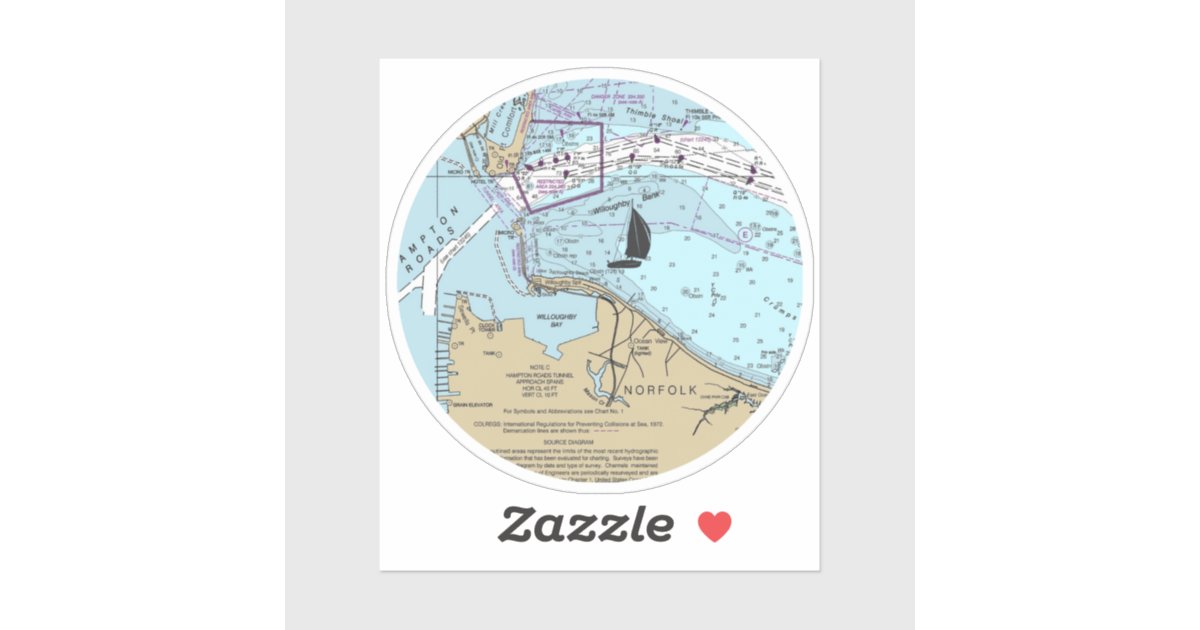 Norfolk Virginia Chart Sticker | Zazzle