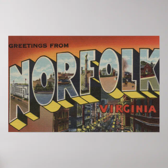 Norfolk, Virginia - Large Letter Scenes Poster | Zazzle