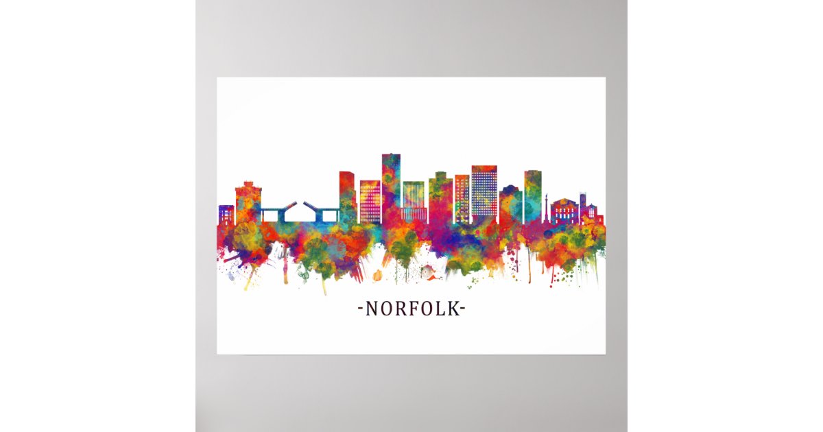 Norfolk Virginia Skyline Poster | Zazzle