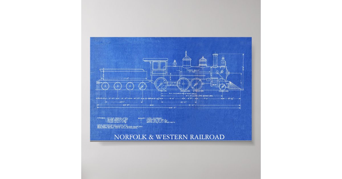 NORFOLK & WESTERN RAILROAD ENGINE NO.521 POSTER | Zazzle