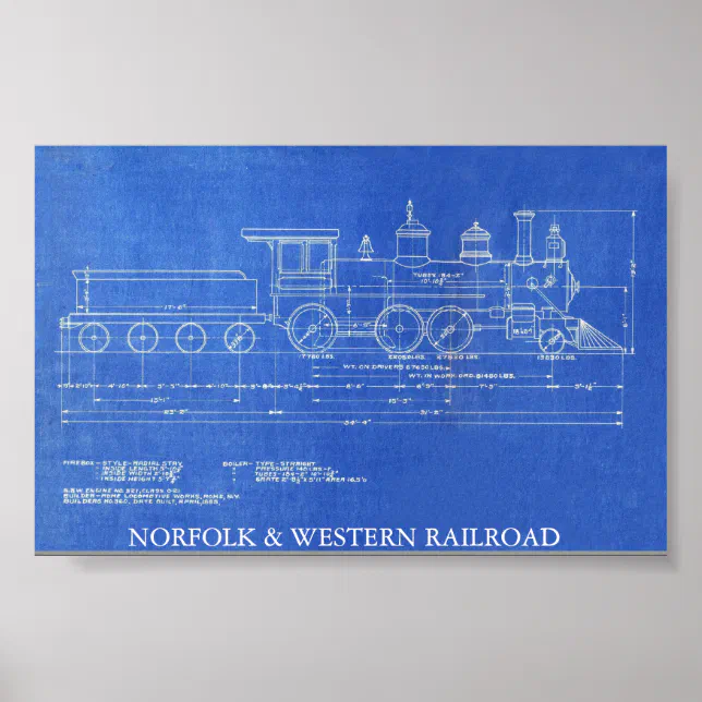 NORFOLK & WESTERN RAILROAD ENGINE NO.521 POSTER | Zazzle