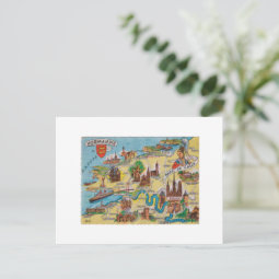 Normandie old map postcard | Zazzle