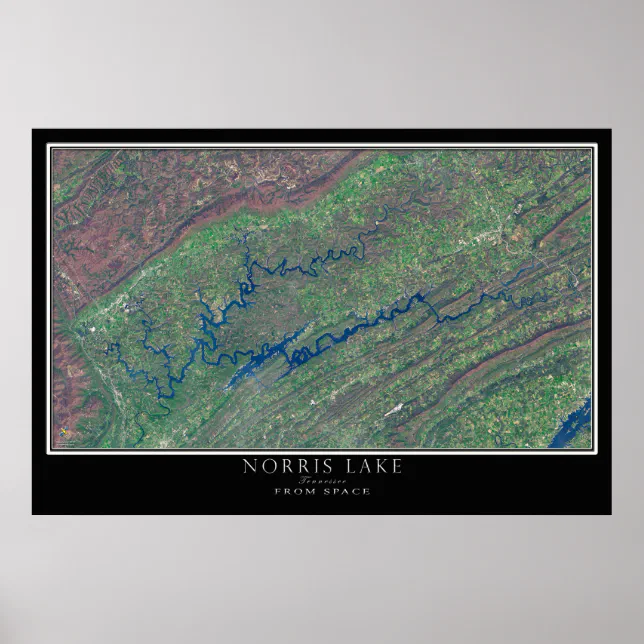 Norris Lake Tennessee Satellite Poster Map | Zazzle