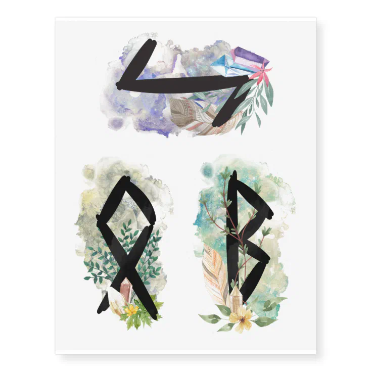 Norse Runes Berkana Eihwaz Othala Pagan Temporary Tattoos | Zazzle