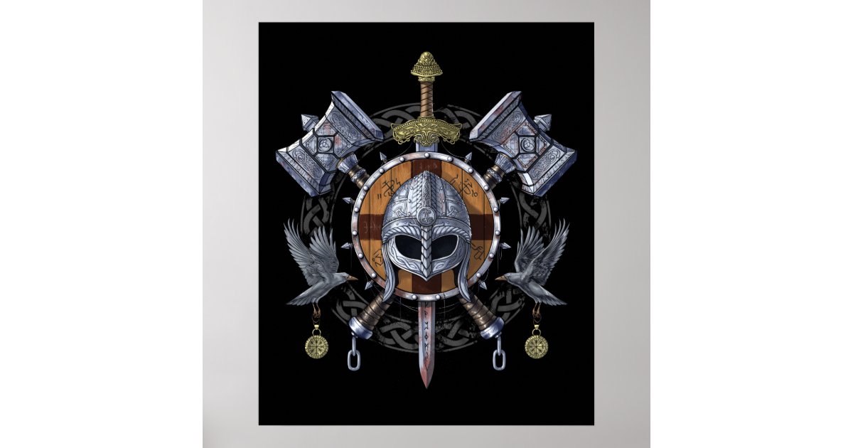 Norse Viking Warrior Armory Poster | Zazzle