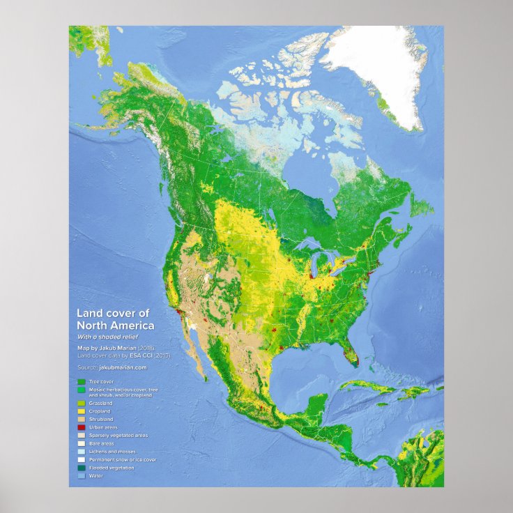 North America Land Use Map Poster | Zazzle