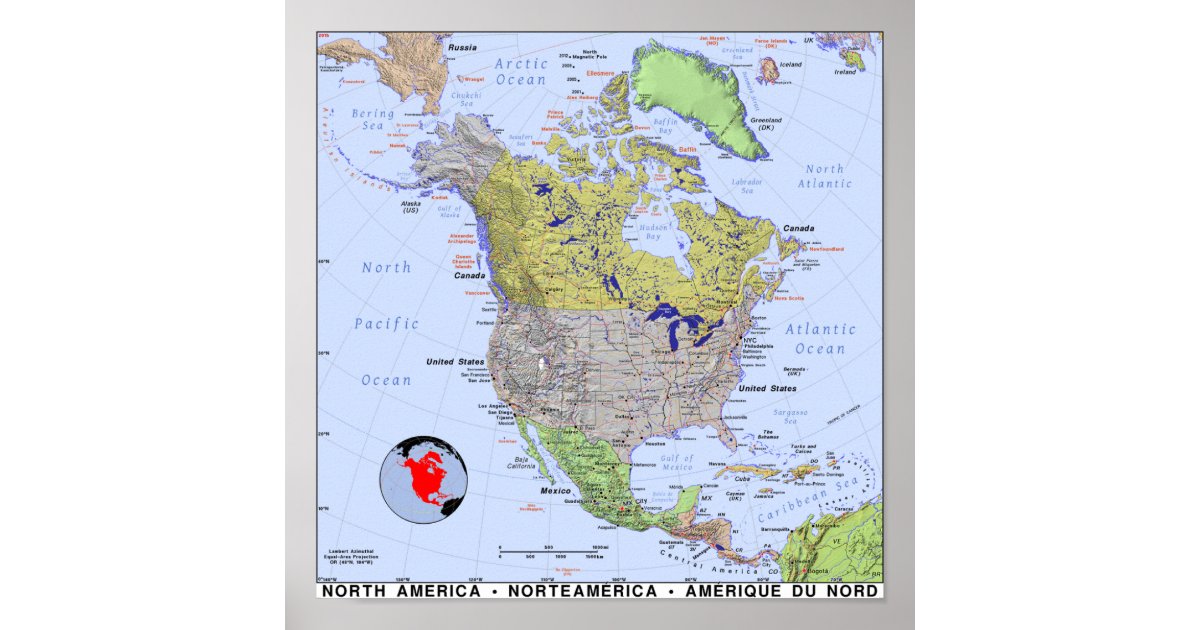 North America Map Poster | Zazzle