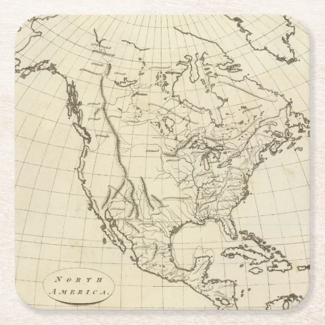North America outline map Square Paper Coaster | Zazzle