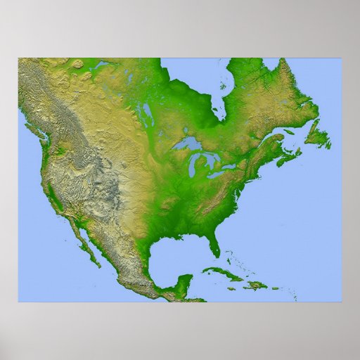 Shaded Relief Map Of North America - United States Map