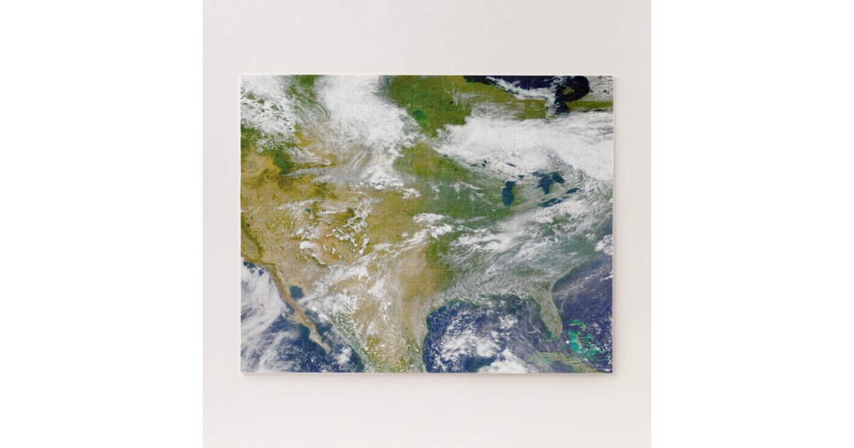 North America With Smoke Visible In Locations. Jigsaw Puzzle | Zazzle