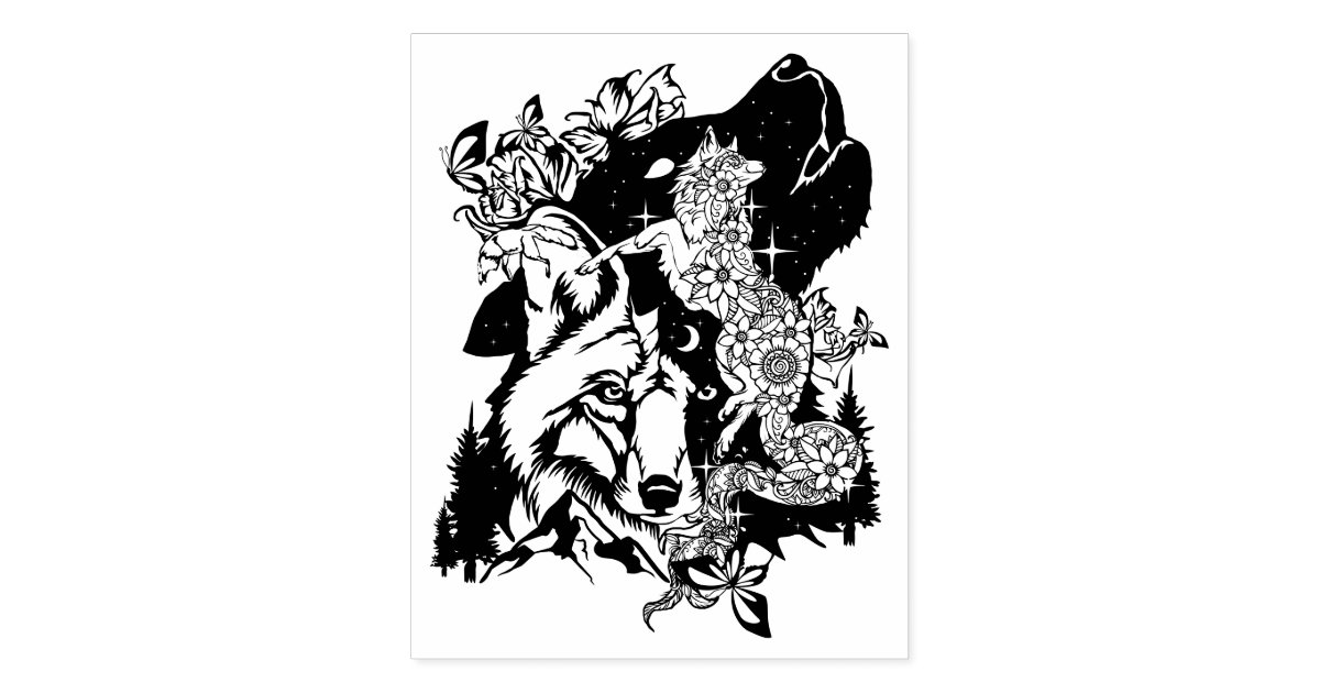 North American Coyote Art Coloring Page Rubber Stamp | Zazzle