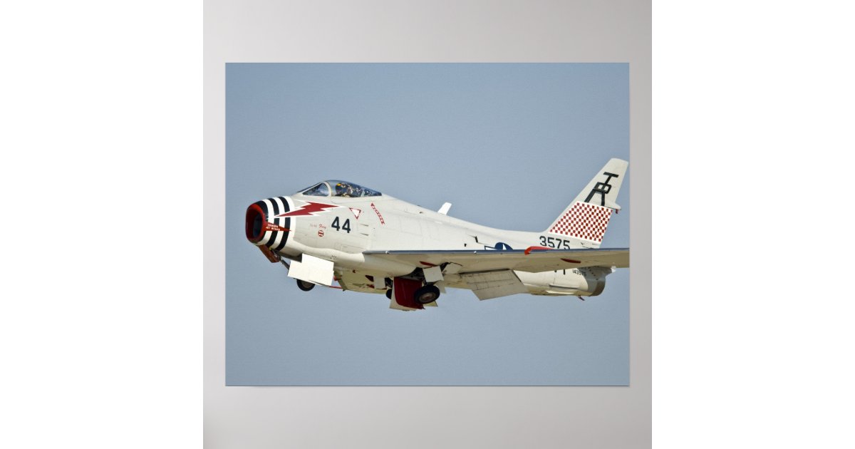 North American Naval FJ2 Fury Jet Fighter flying Poster | Zazzle