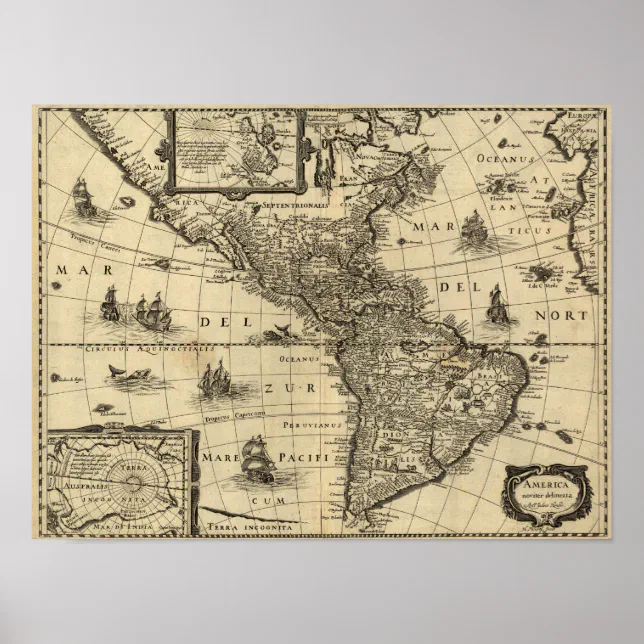 North and South America - Panoramic Map Poster | Zazzle