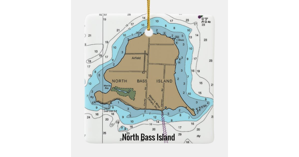 North Bass Island Lake Erie Chart Ceramic Ornament | Zazzle