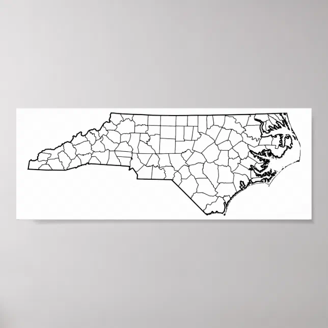 North Carolina Counties Blank Outline Map Poster | Zazzle