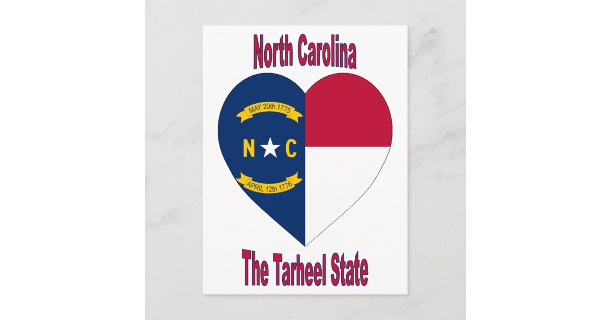 North Carolina Flag Heart Postcard | Zazzle