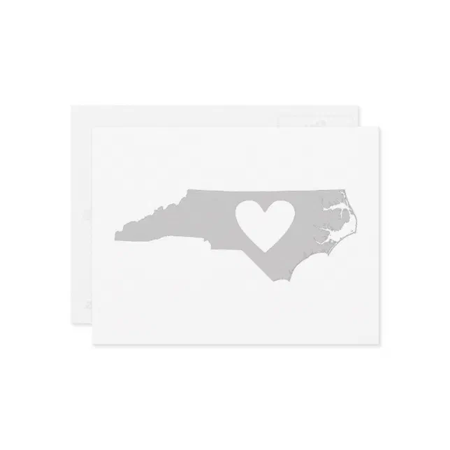 North Carolina Gray State Map Shape with Heart Postcard | Zazzle
