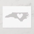 North Carolina Gray State Map Shape with Heart Postcard | Zazzle