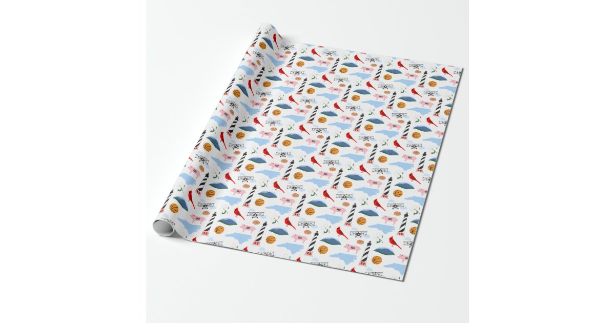 North Carolina Icons Wrapping Paper | Zazzle