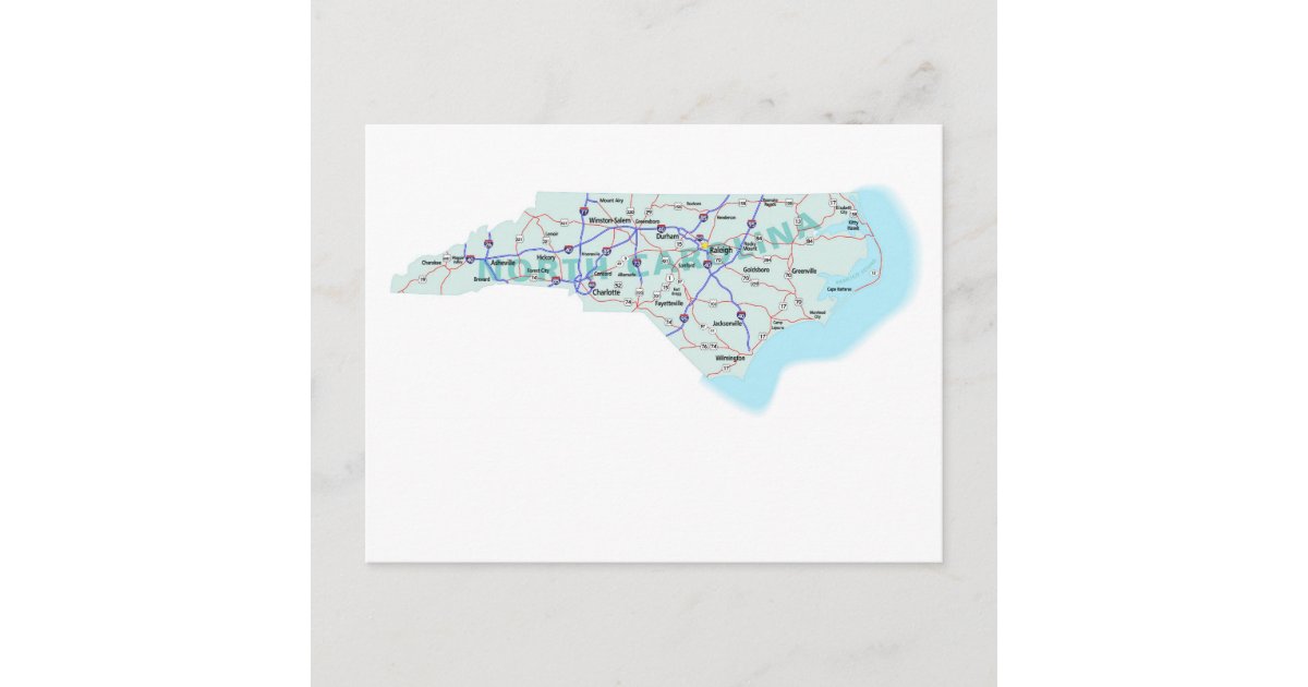 North Carolina Interstate Map Postcard | Zazzle