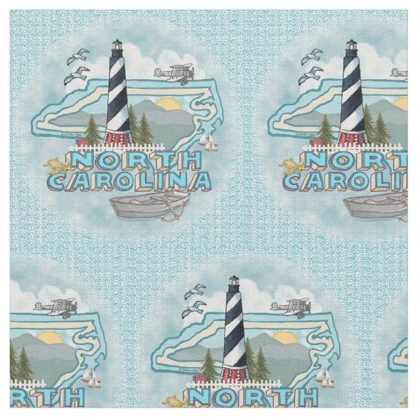 New York Lighthouse Fabric | Zazzle