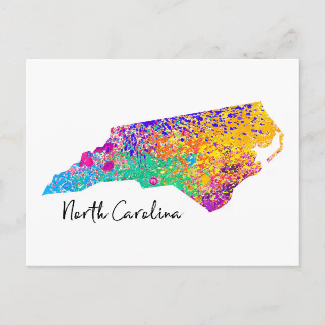 North Carolina Modern Map Postcard | Zazzle