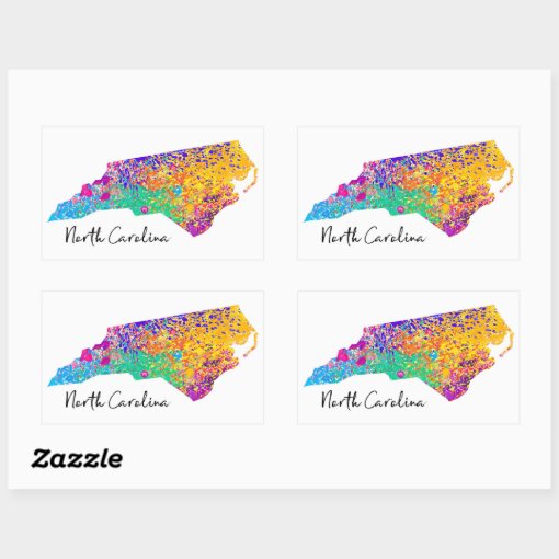 North Carolina Modern Map Rectangular Sticker | Zazzle