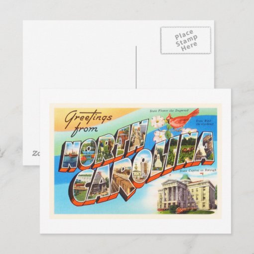 North Carolina State #2 NC Vintage Travel Postcard | Zazzle