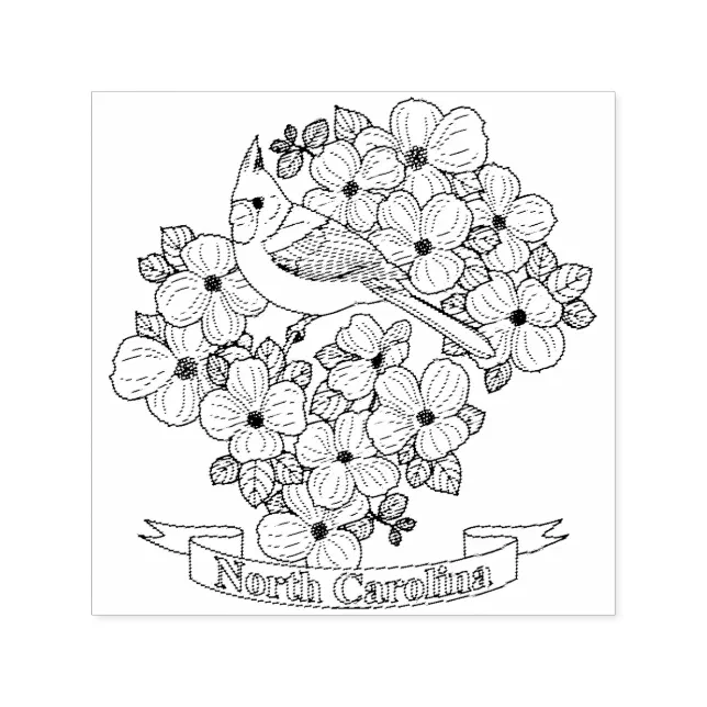 North Carolina State Bird and Flower Coloring Page Self-inking Stamp ...